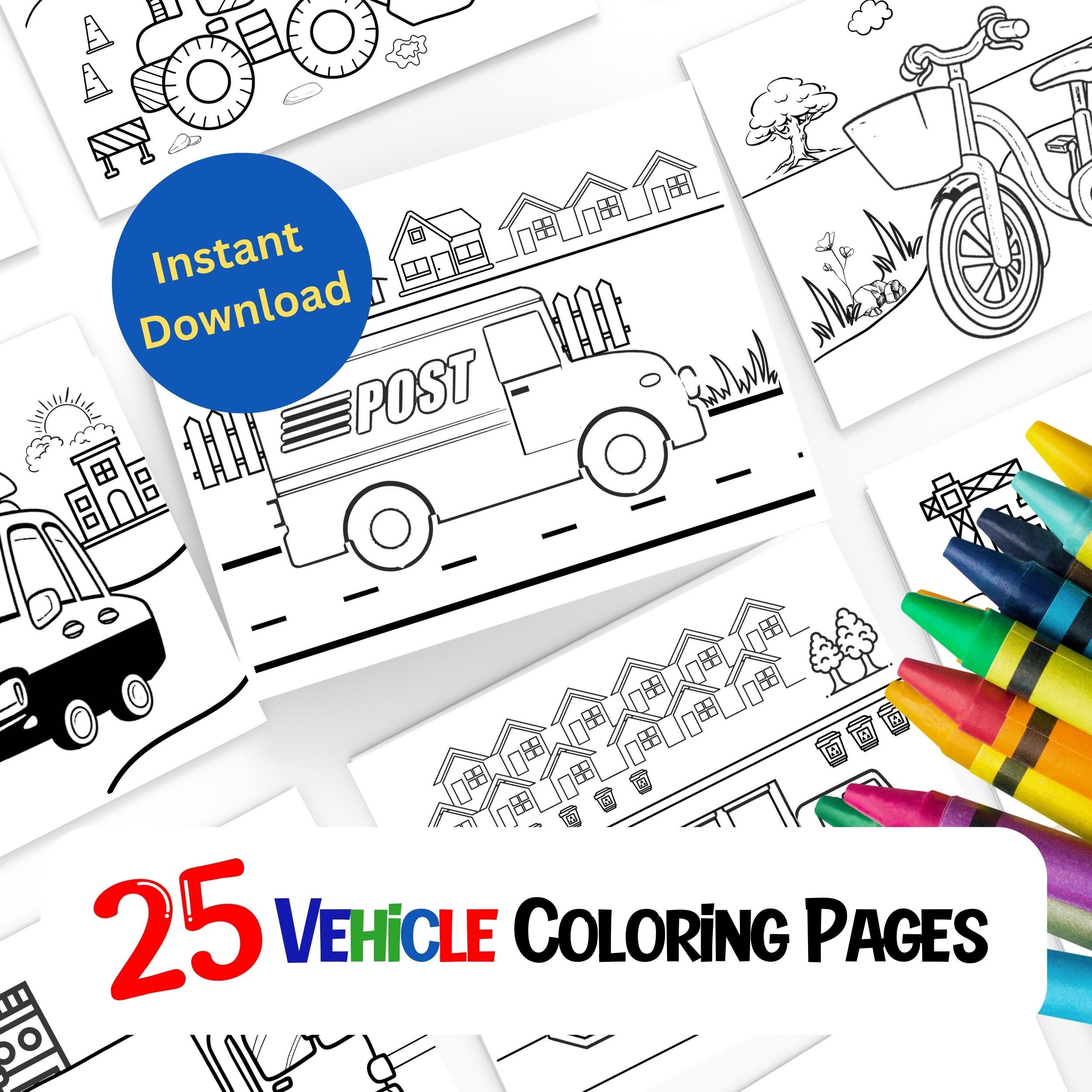 Vehicle Coloring Pages Community and Constructions Vehicles - Etsy