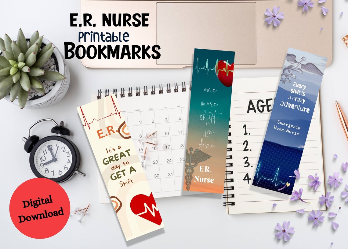 Set of 10 ER Nurse Printable Bookmark, Emergency Room Nurse, Rn/lpn ...
