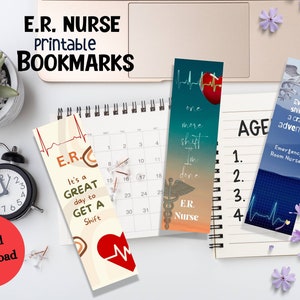 Set of 10 ER Nurse Printable Bookmark, Emergency Room Nurse, Rn/lpn ...