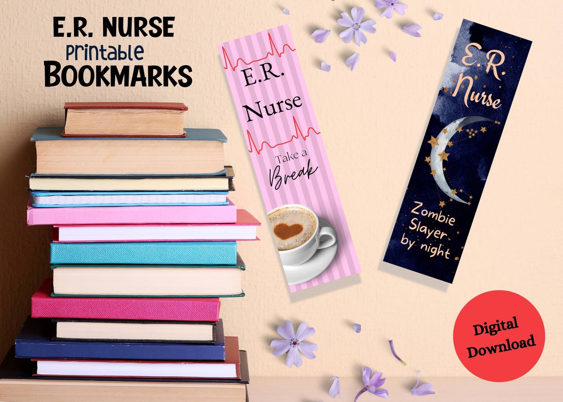 Set of 10 ER Nurse Printable Bookmark, Emergency Room Nurse, Rn/lpn ...
