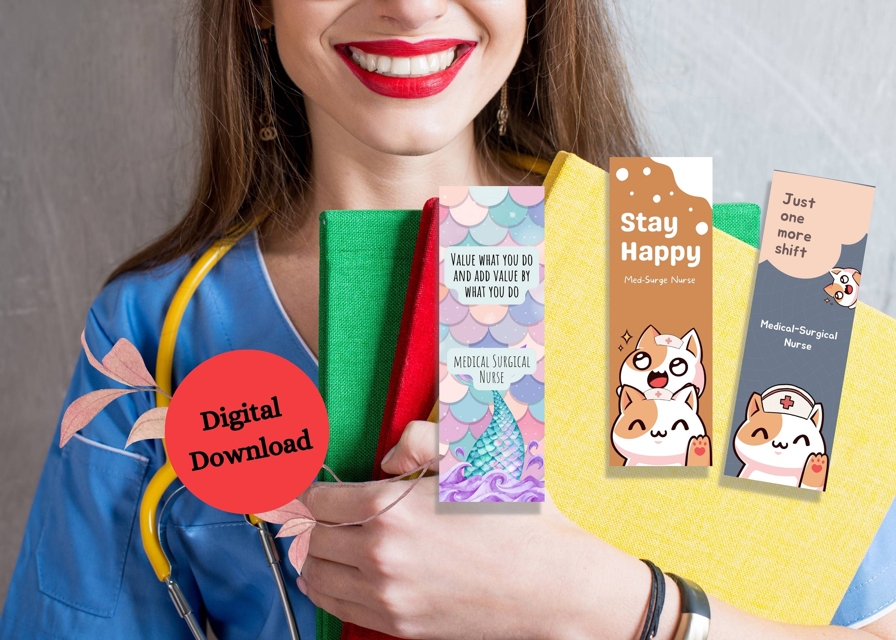 Set of 10 Med-surgical Nurse Printable Bookmark, Staff Nurse, Rn/lpn ...