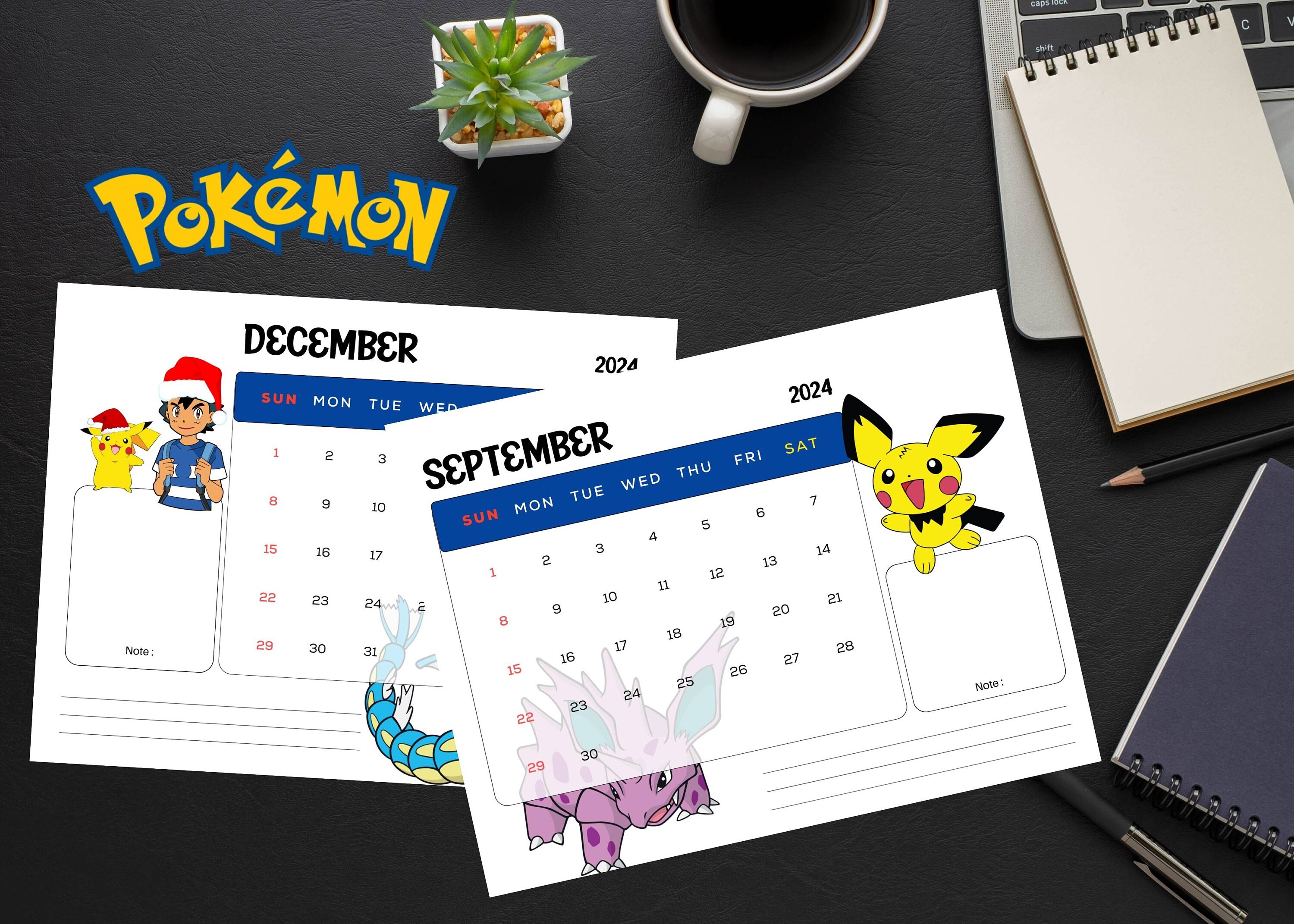 2024 Printable Monthly Calendar Pokemon PDF Format Pokemon Digital ...