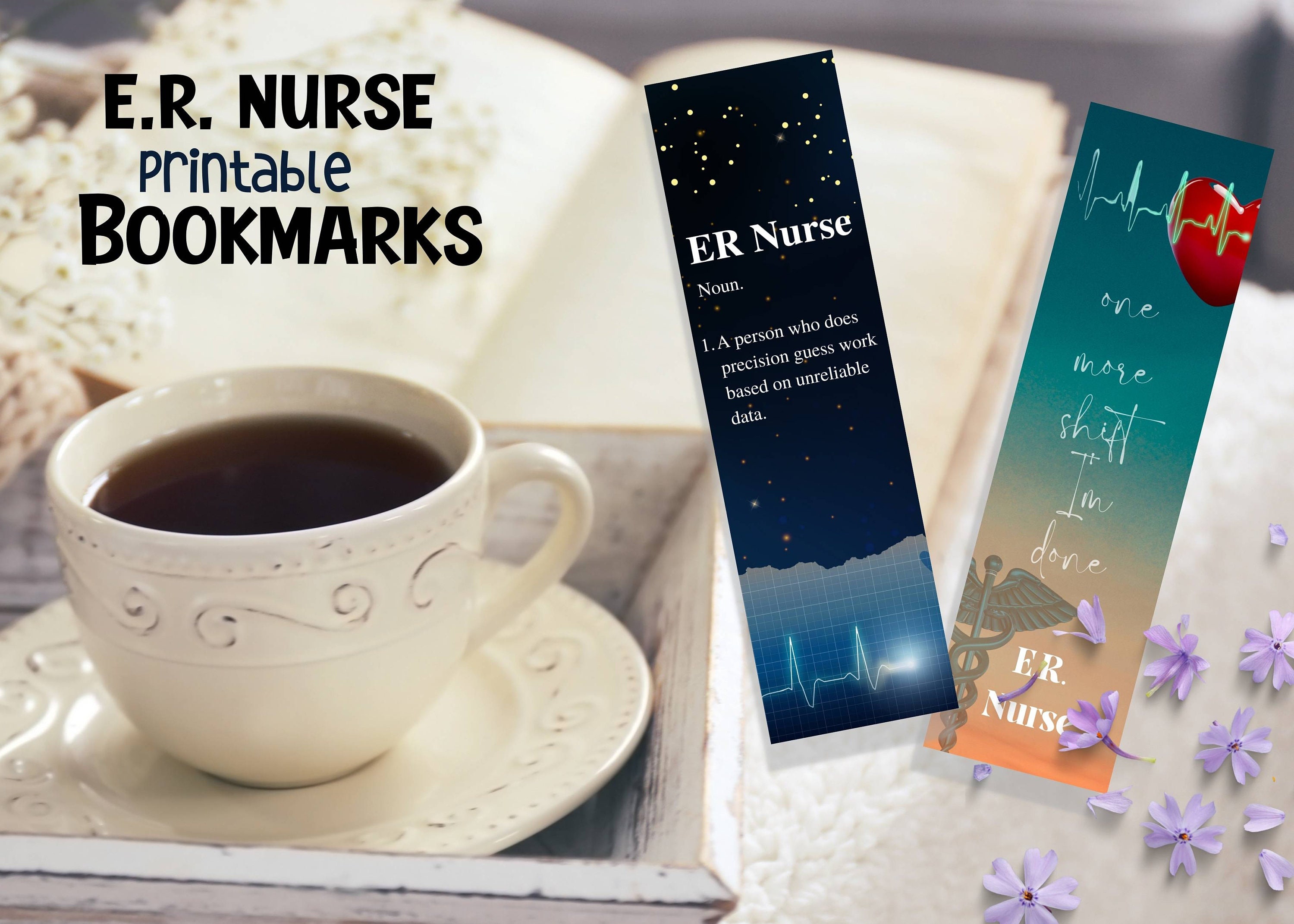 Set of 10 ER Nurse Printable Bookmark, Emergency Room Nurse, Rn/lpn ...