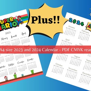 Mario Bros Calendar Planner blank/undated, Printable Desktop, Wall ...