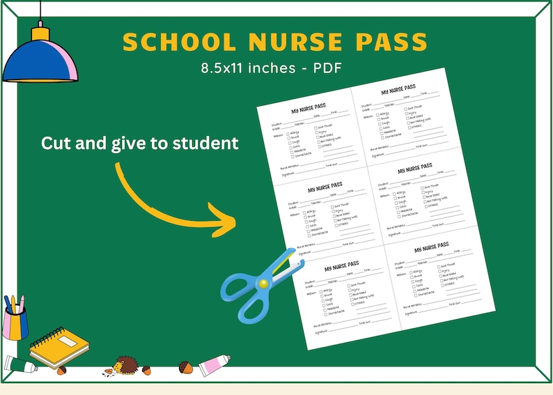 School Nurse Pass my Nurse Pass Sheet Office/clinic Nurse Pass for ...