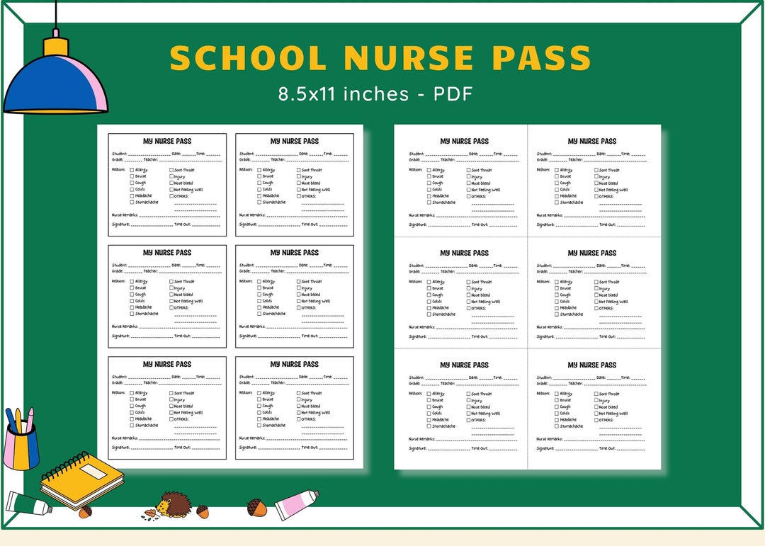 School Nurse Pass my Nurse Pass Sheet Office/clinic Nurse Pass for ...