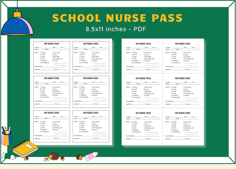 School Nurse Pass my Nurse Pass Sheet Office/clinic Nurse Pass for ...