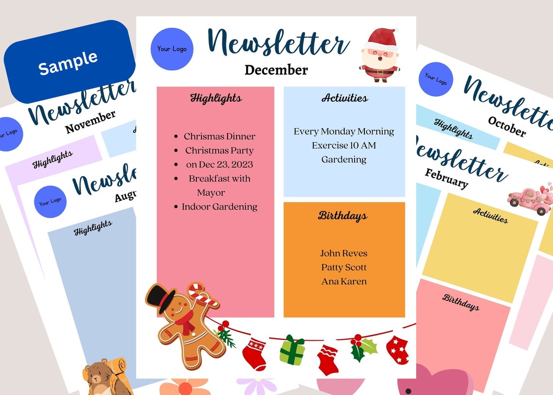 Home Care Newsletter Editable Templates, Pastel Monthly Canva Templates ...