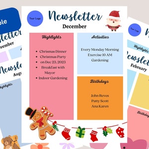 Home Care Newsletter Editable Templates, Pastel Monthly Canva Templates ...