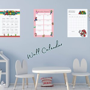 Mario Bros Calendar Planner blank/undated, Printable Desktop, Wall ...