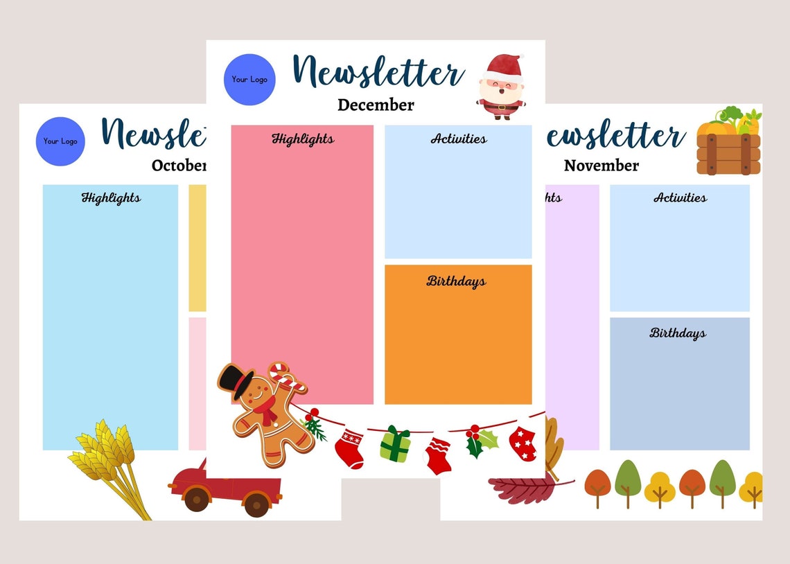 Home Care Newsletter Editable Templates, Pastel Monthly Canva Templates ...