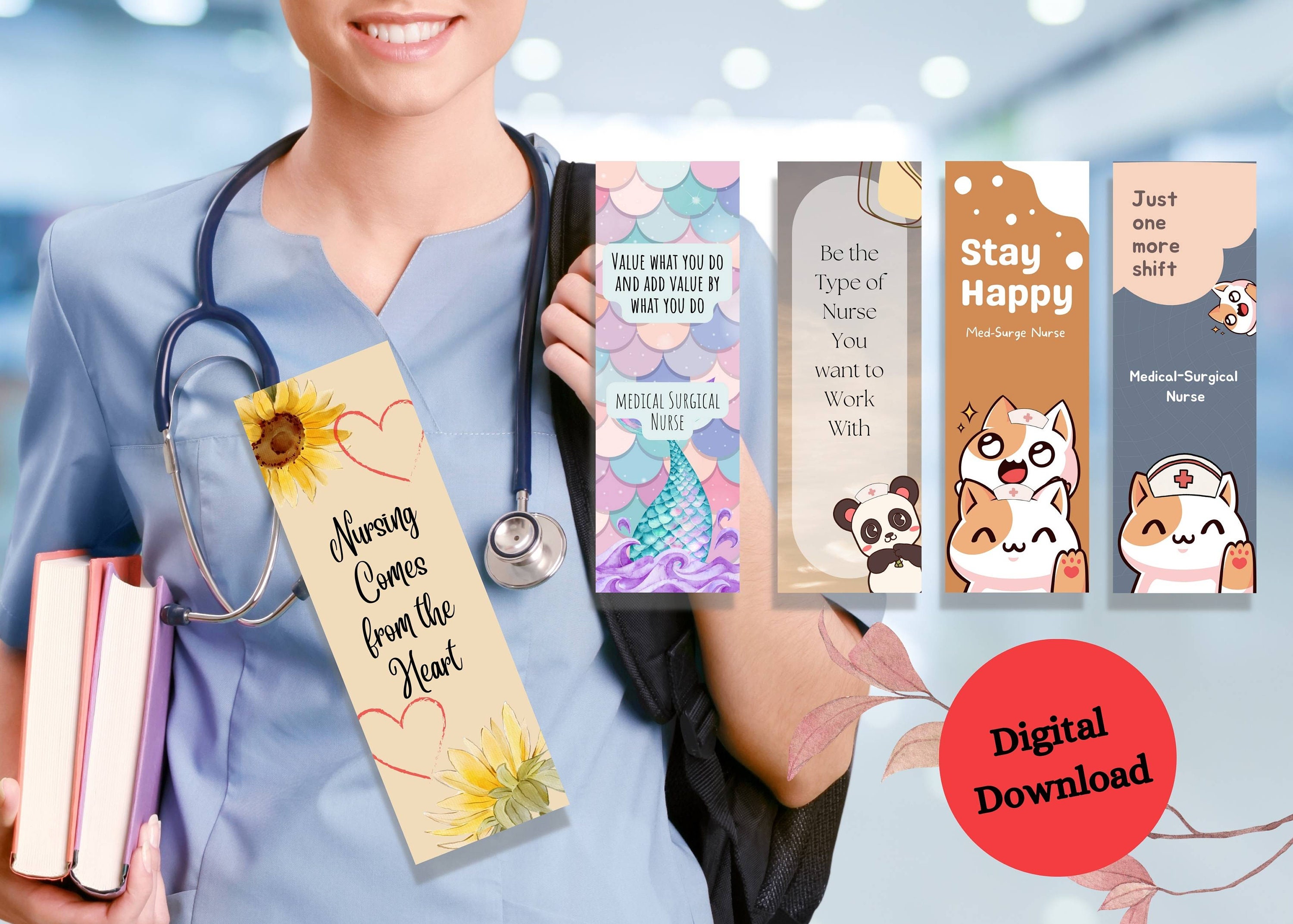 Set of 10 Med-surgical Nurse Printable Bookmark, Staff Nurse, Rn/lpn ...