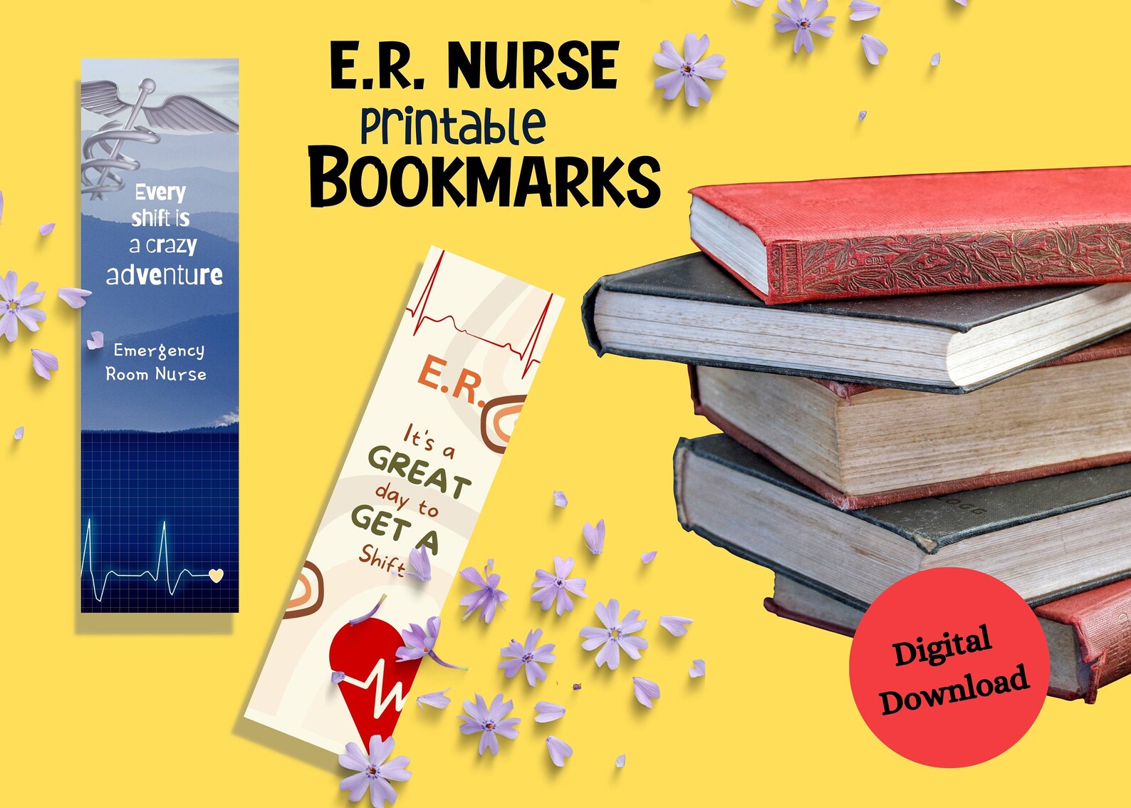 Set of 10 ER Nurse Printable Bookmark, Emergency Room Nurse, Rn/lpn ...