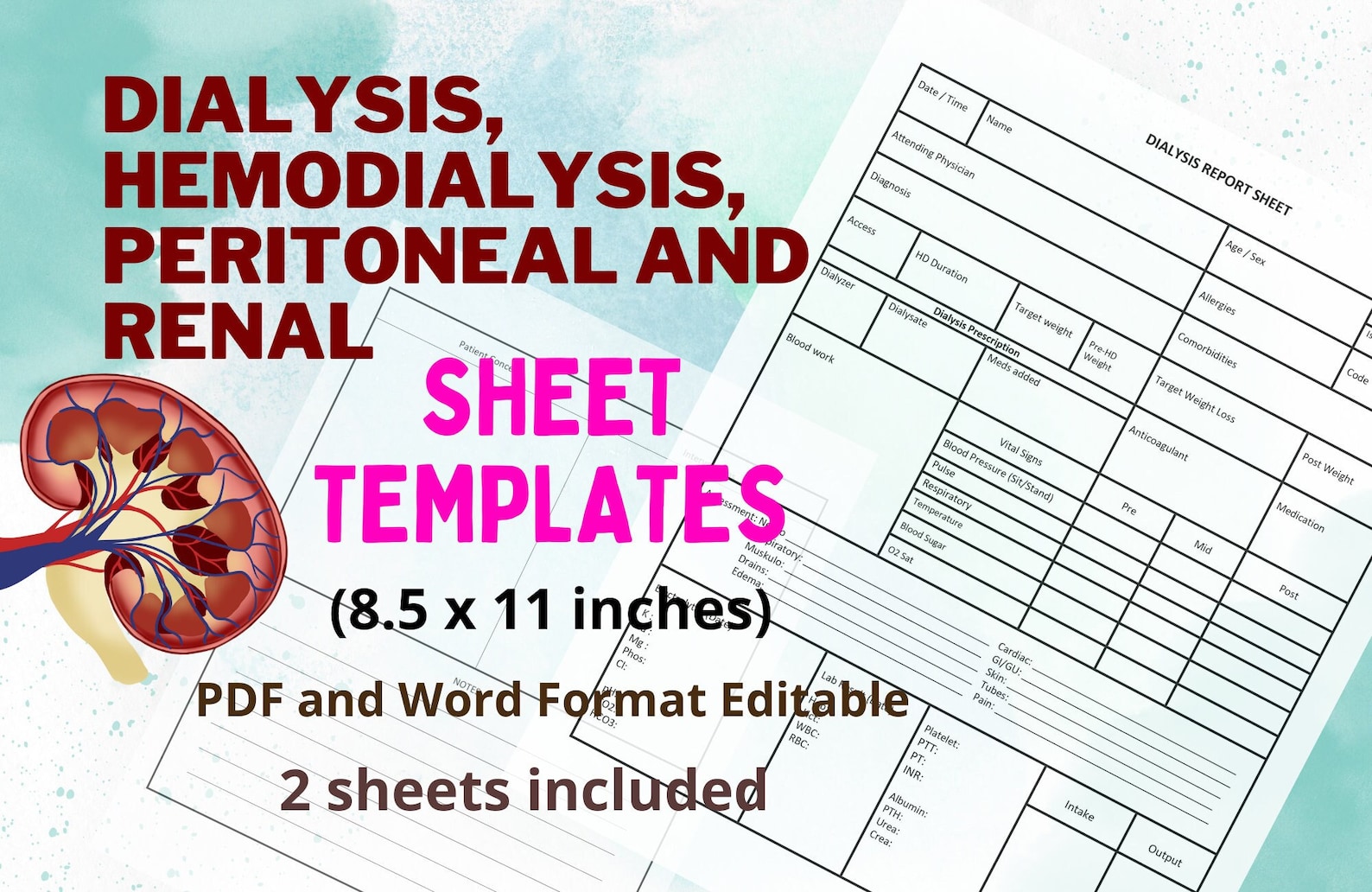 Hemodialysis, Home Dialysis, Peritoneal Renal Monitoring Sheet ...