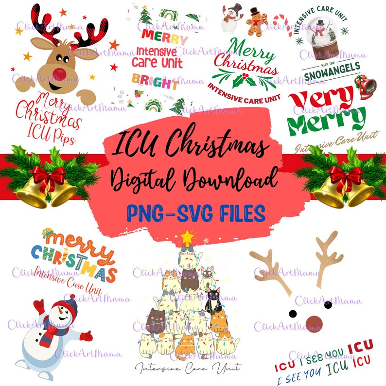 ICU Nurse/team Christmas Png-svg Bundle, ICU When You're Sleeping, Sicu ...
