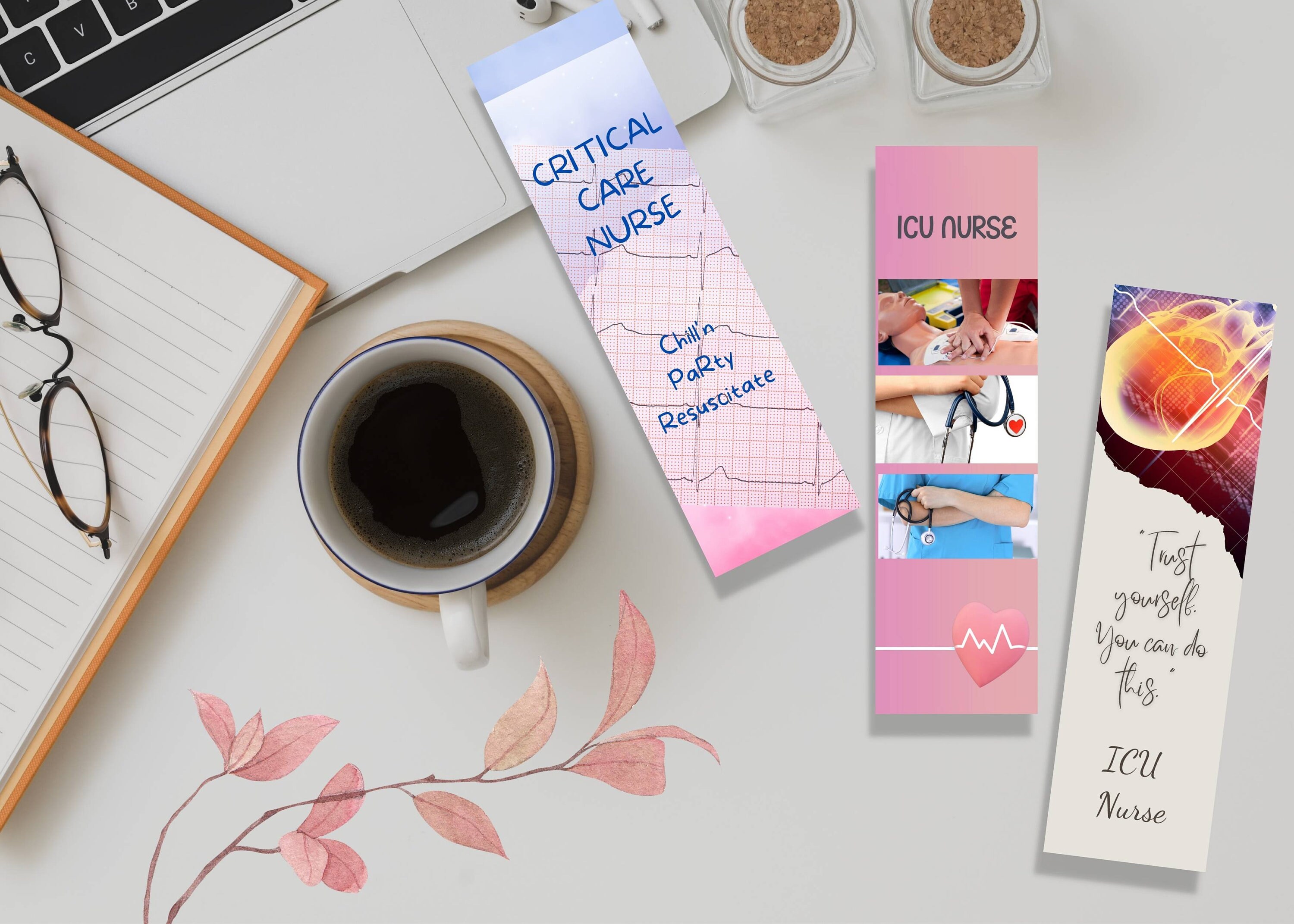 Set of 10 ICU Nurse, CVICU Nurse Printable Bookmark, Critical Care ...