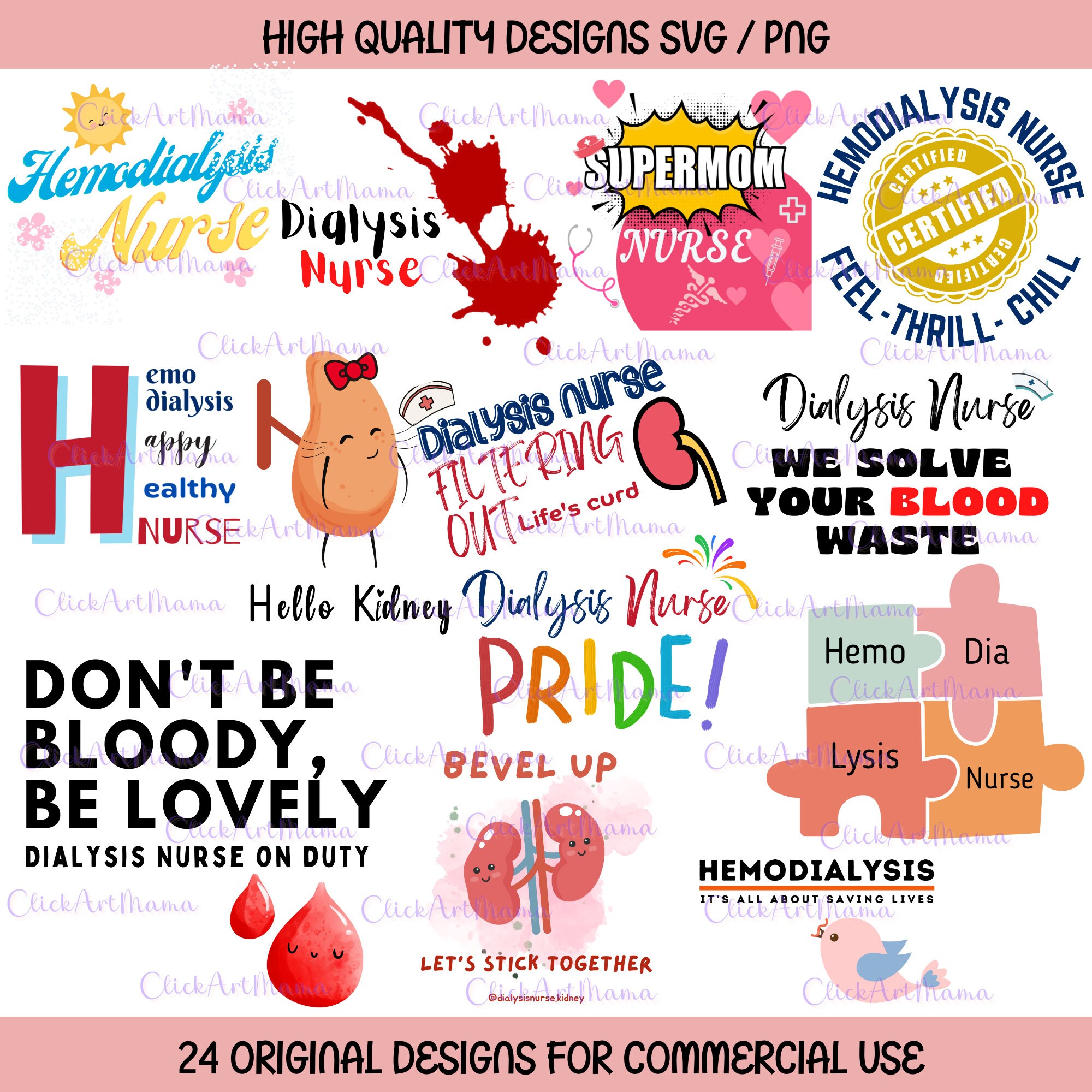 Dialysis Nurse 24 Designs Mega Bundle Svg/png, Digital Download-nurse ...