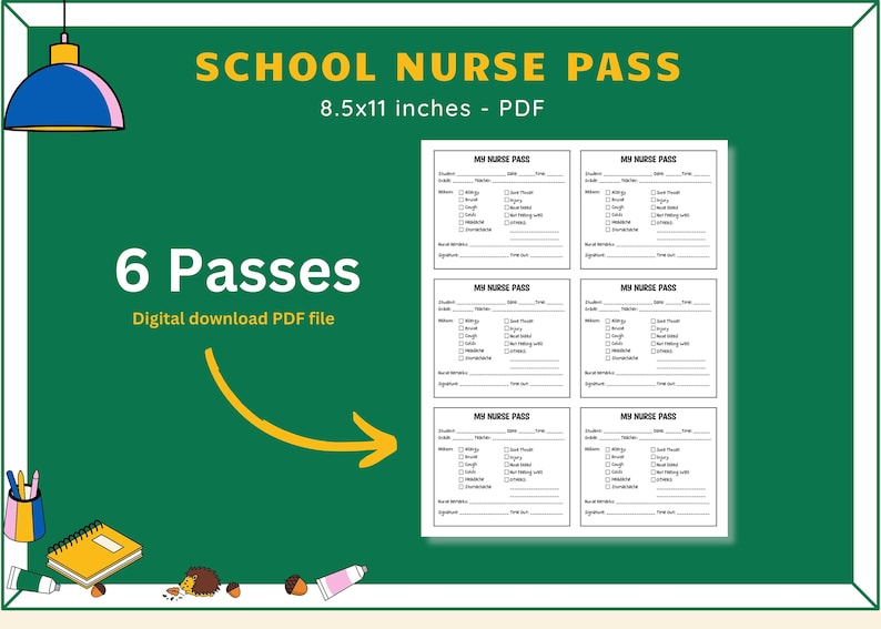 School Nurse Pass my Nurse Pass Sheet Office/clinic Nurse Pass for ...