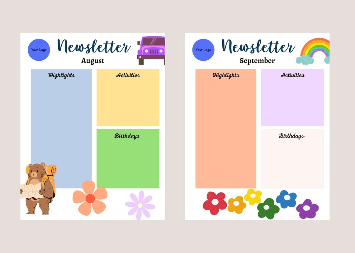 Home Care Newsletter Editable Templates, Pastel Monthly Canva Templates ...