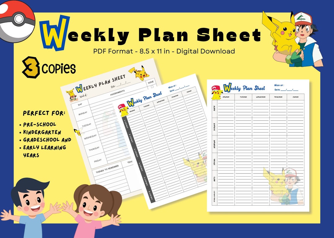 PDF Printable Weekly Planner Sheet monday to Friday, Daycare Use ...