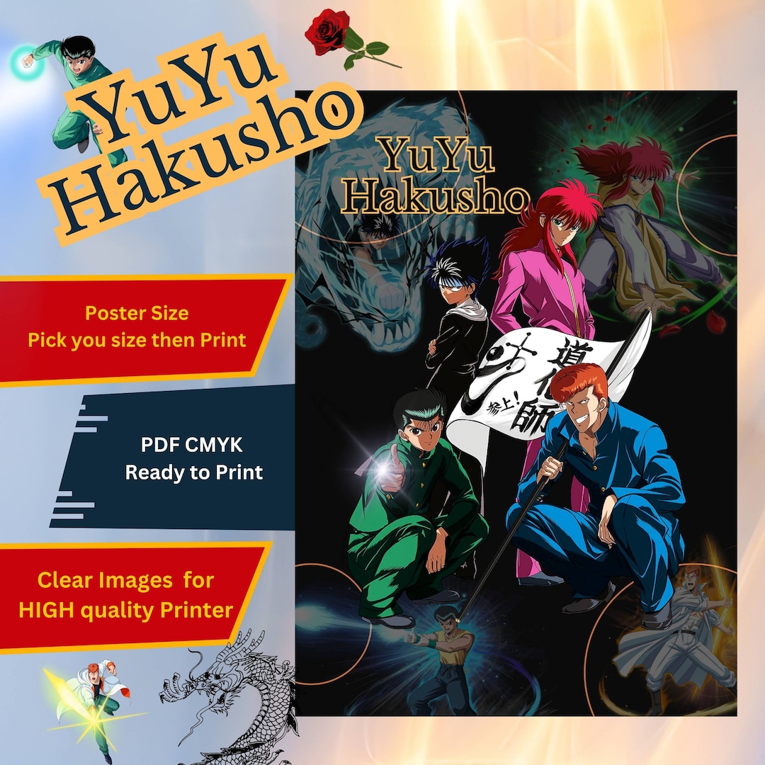 Yuyu Hakusho Printable Wall Art Poster, Anime Cartoon Frame, Calendar ...