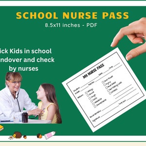 School Nurse Pass my Nurse Pass Sheet Office/clinic Nurse Pass for ...