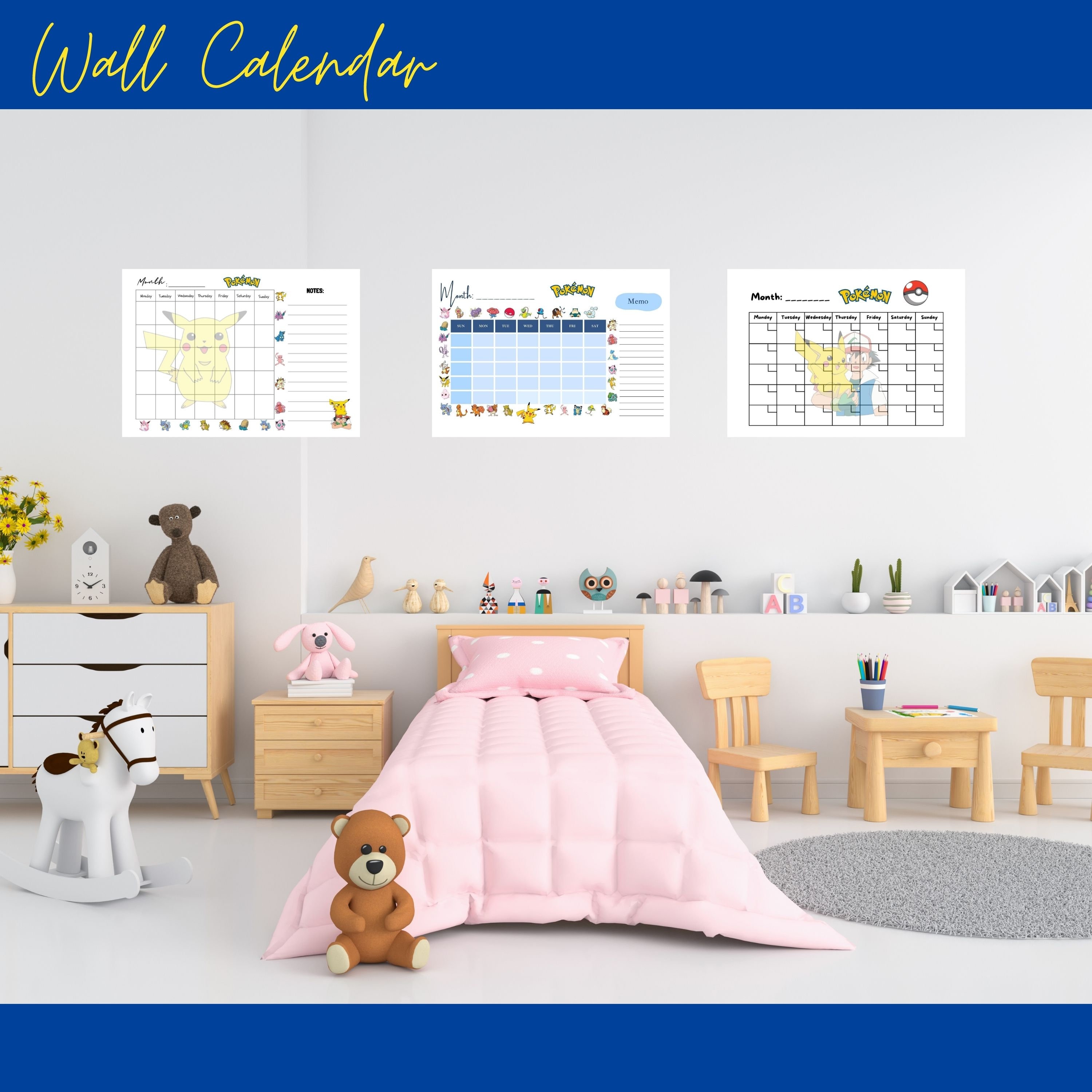 Pokemon Blank Printable Calendar Planner 5 Design, Kids Activity ...