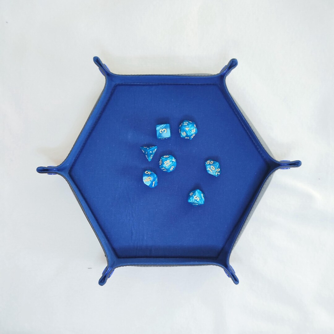 Portable Hexagonal Dice Tray Track in Black Faux Leather Exterior and ...