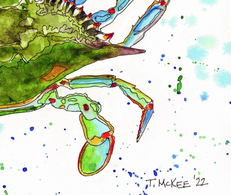 Blue Crab Watercolor Painting Art Print: Coastal Wall Decor - Etsy