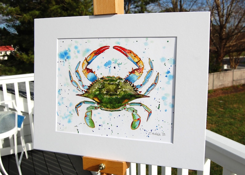 Blue Crab Watercolor Painting Art Print: Coastal Wall Decor - Etsy