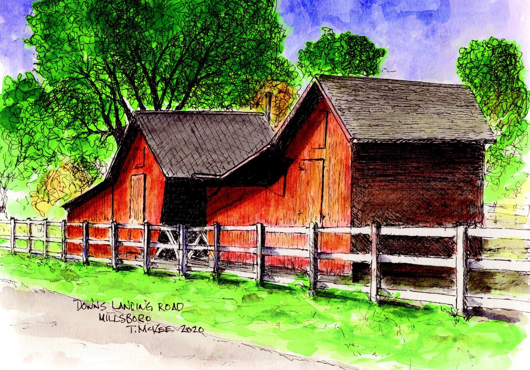 Barn Art, Delaware Barn, Barn Watercolor, Maryland Barn, Red Barn Print ...