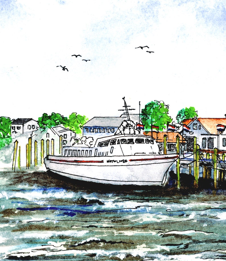 Lewes Delaware Art Print: Fisherman's Wharf Watercolor Painting - Etsy