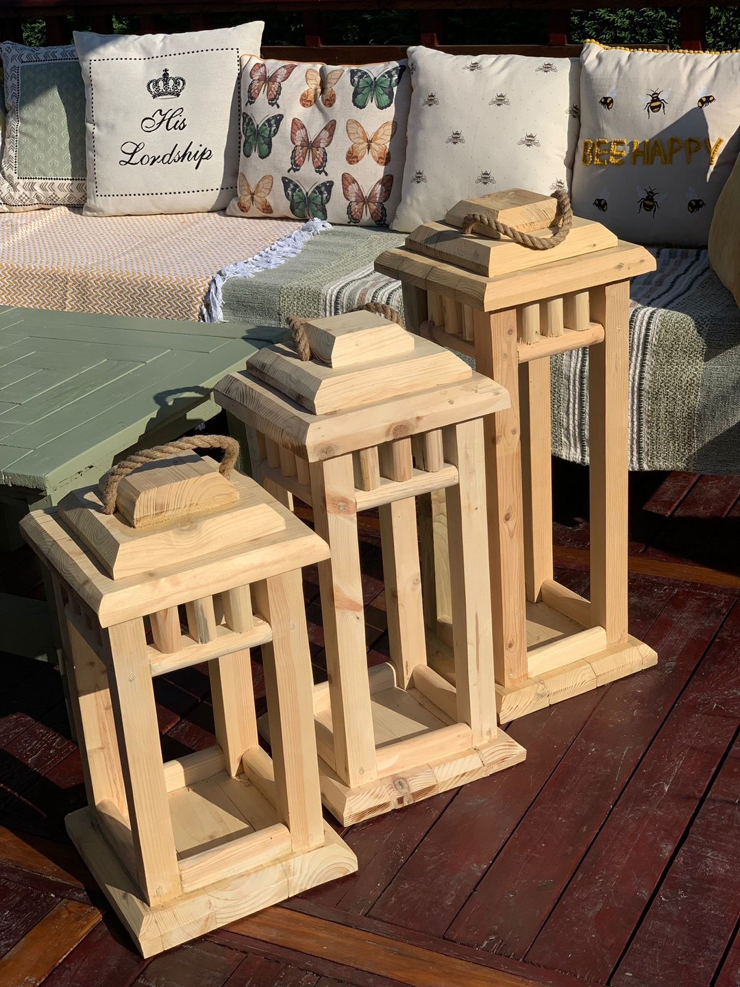 Large Outdoor/indoor Recycled Handmade Wooden Lanterns - Etsy UK