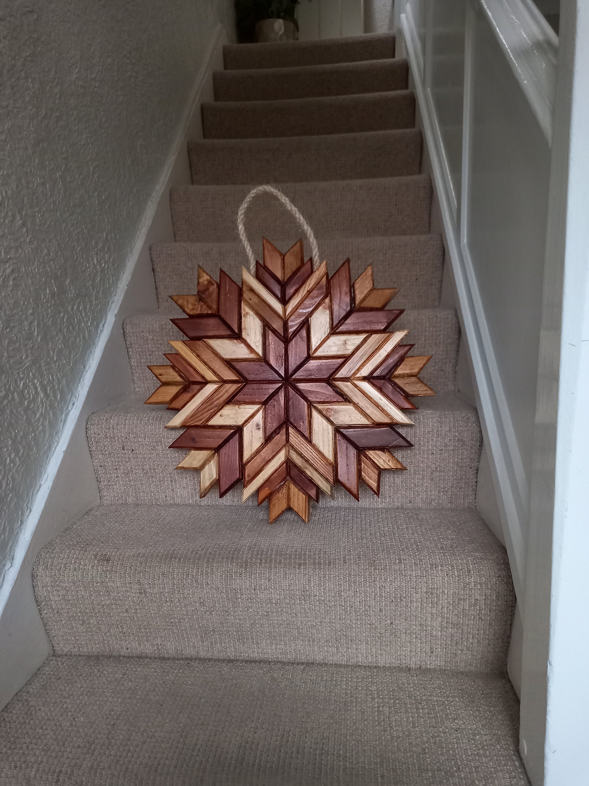 Handmade Recycled Wooden Wall Art Snowflake/star/coffee Stained - Etsy