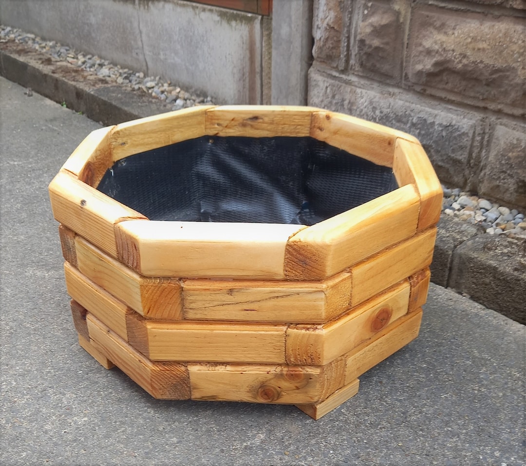 Large Octagonal Recycled Wood Planter routed Recessed Edges - Etsy