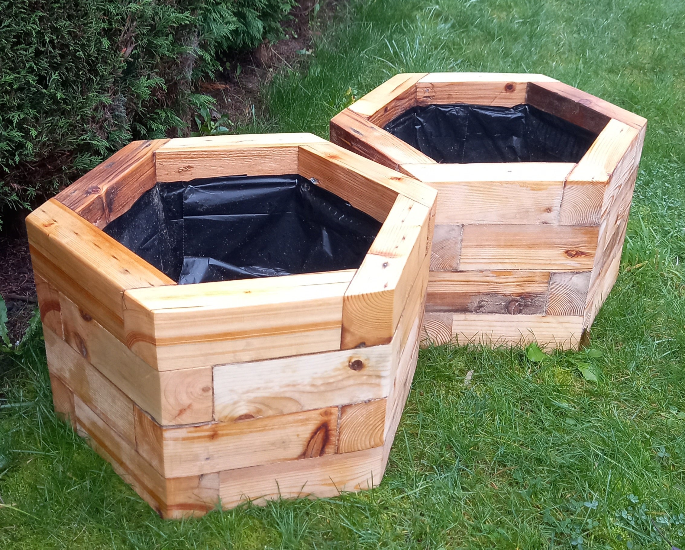 Large Hexagonal Handmade Recycled Wooden Planter TAILOR-MADE Sizes - Etsy