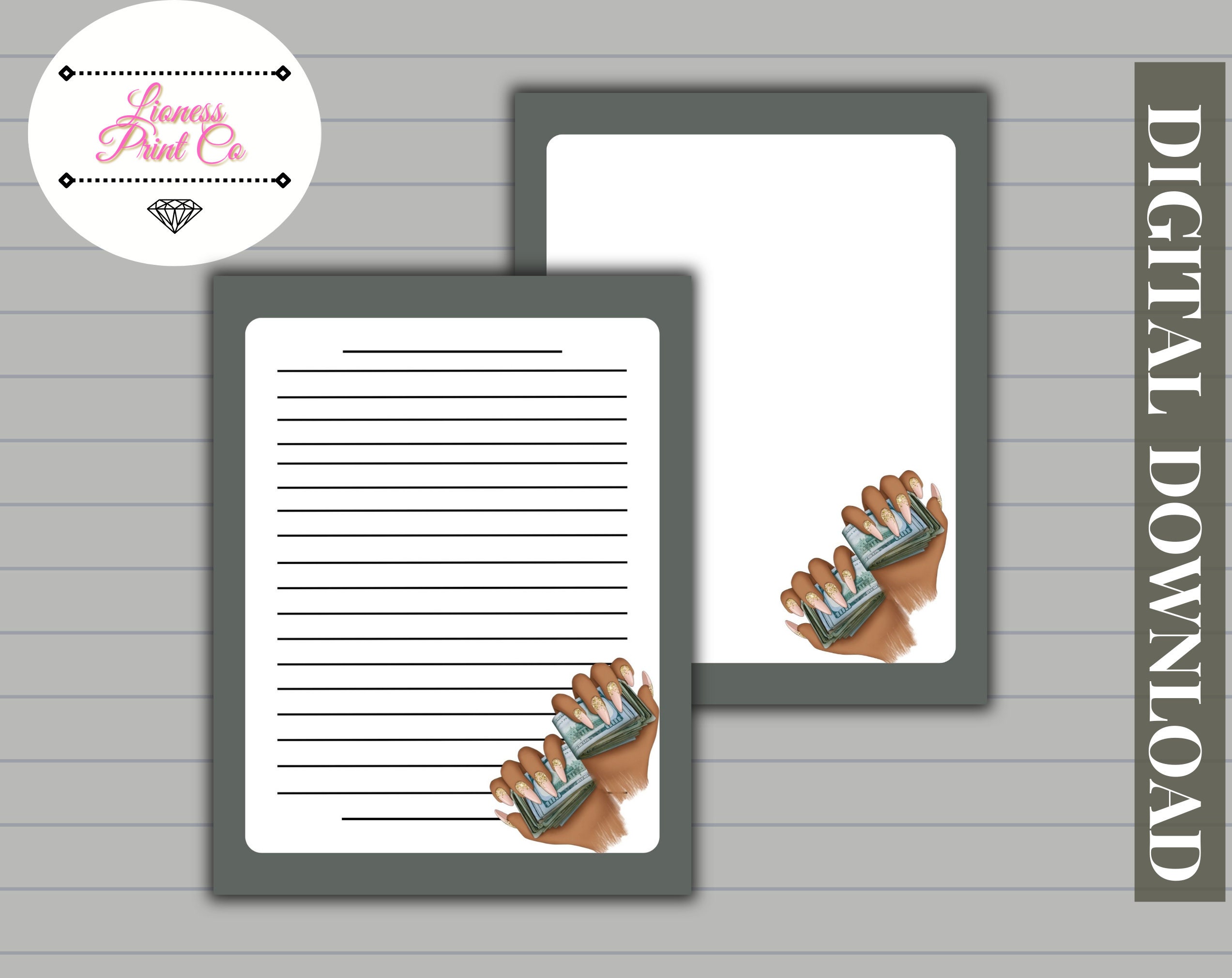Printable Stationery Set, Instant Download Notepad Paper Pack ...