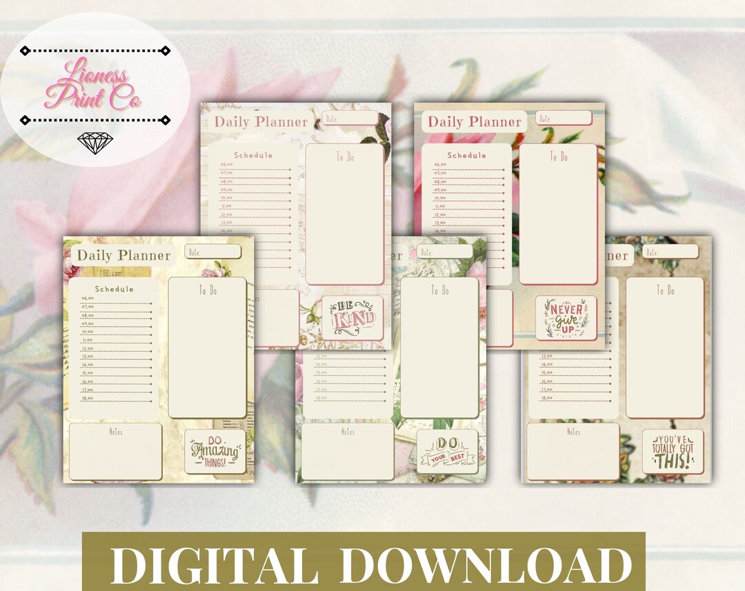 Printable Daily Planner Set US Letter Size PDF, Instant Download Daily ...
