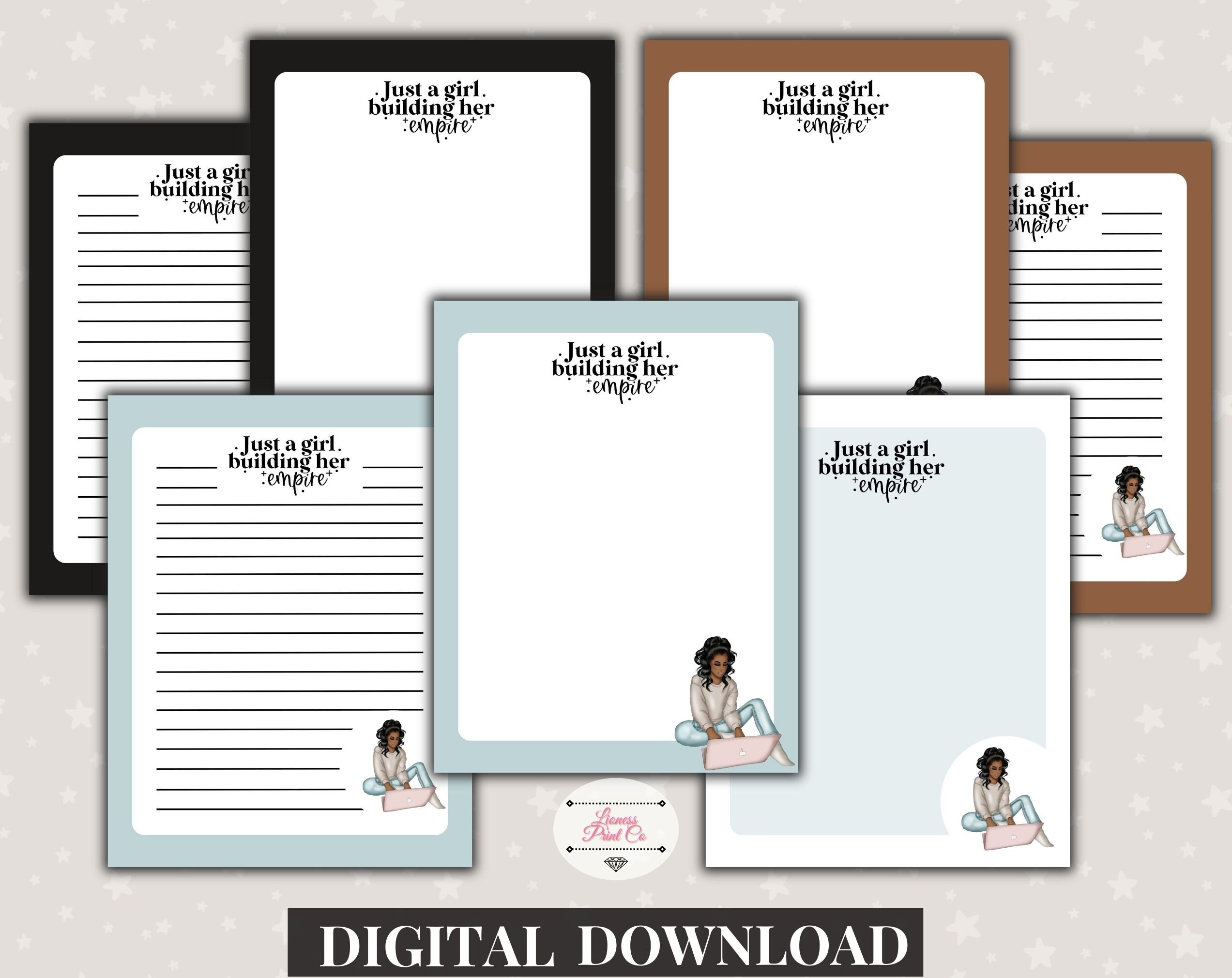 Printable Stationery Set, Instant Download Notepad Paper Pack ...