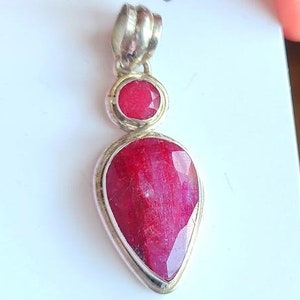 Vintage Core Antique Large Chunky Sterling Silver Pink Natural Ruby Boho Western Pendant - Etsy