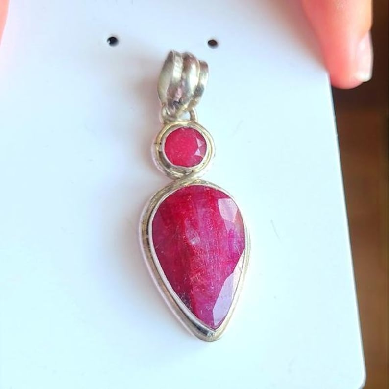 Vintage Core Antique Large Chunky Sterling Silver Pink Natural Ruby ...