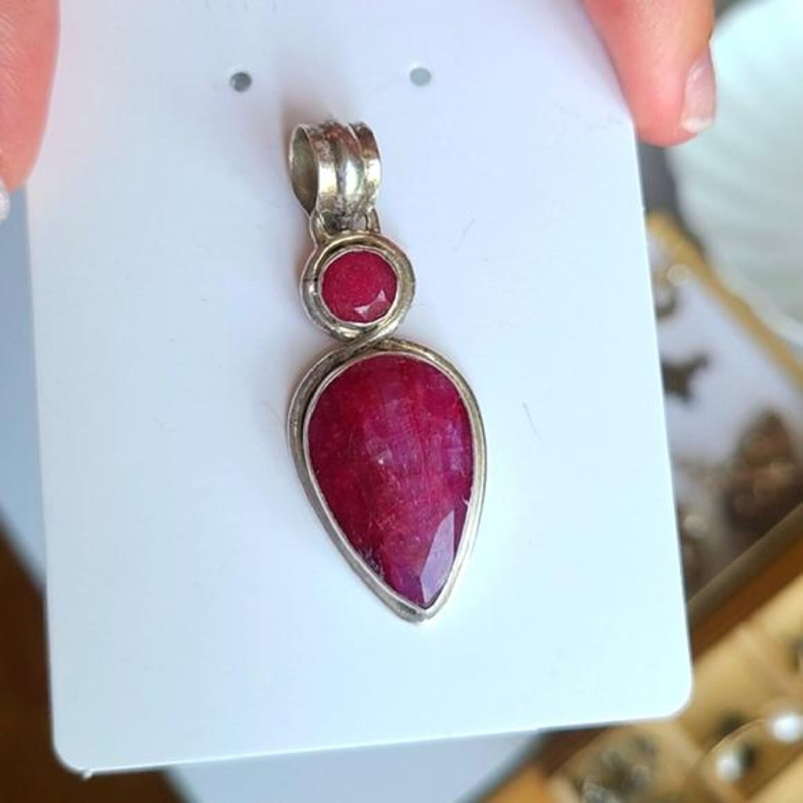 Vintage Core Antique Large Chunky Sterling Silver Pink Natural Ruby ...