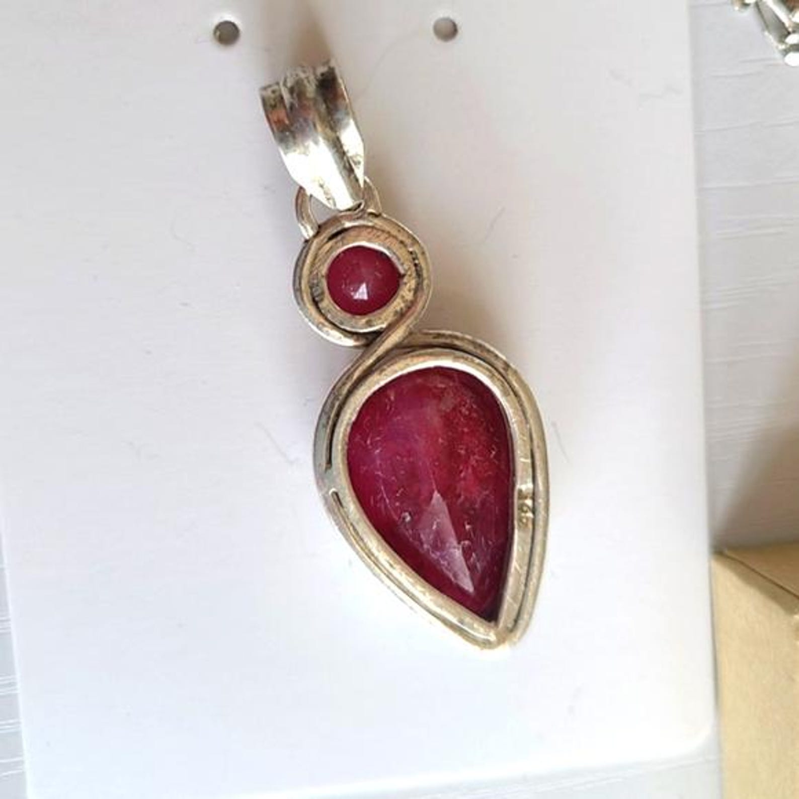 Vintage Core Antique Large Chunky Sterling Silver Pink Natural Ruby ...