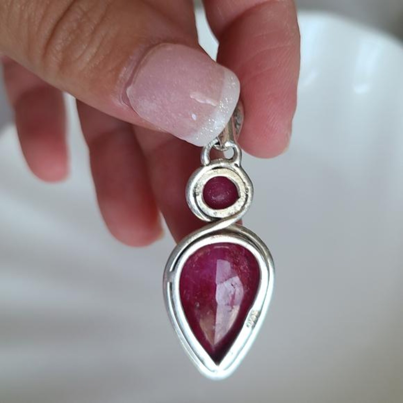 Vintage Core Antique Large Chunky Sterling Silver Pink Natural Ruby ...