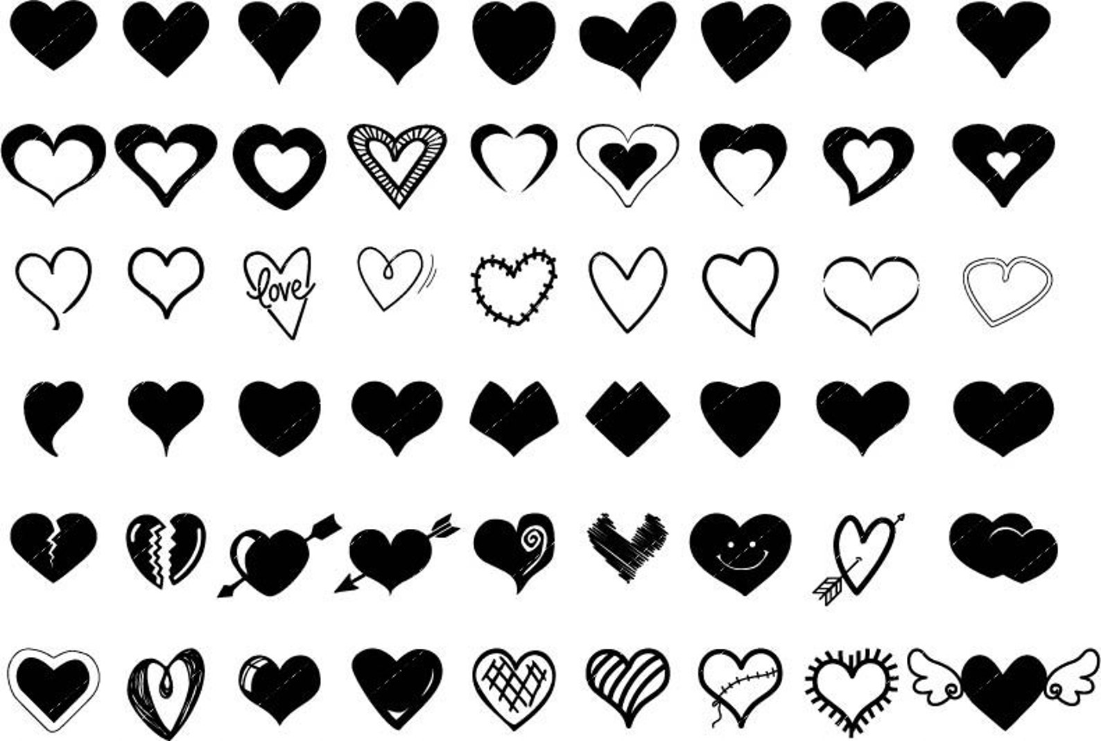 Heart Svg Bundle Hearts Svg Love Svg Doodle Heart Svg - Etsy
