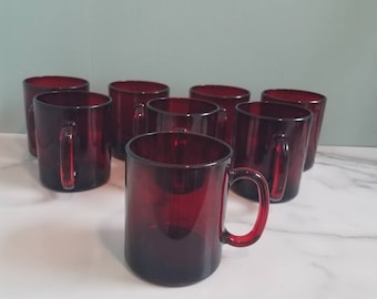 Ruby Red Glass Coffee Mugs - Etsy