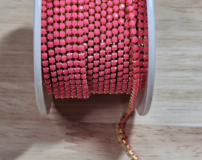 Coral on Gold SS6 2mm Rhinestone Banding/cup Chain/beadwork Supplies ...