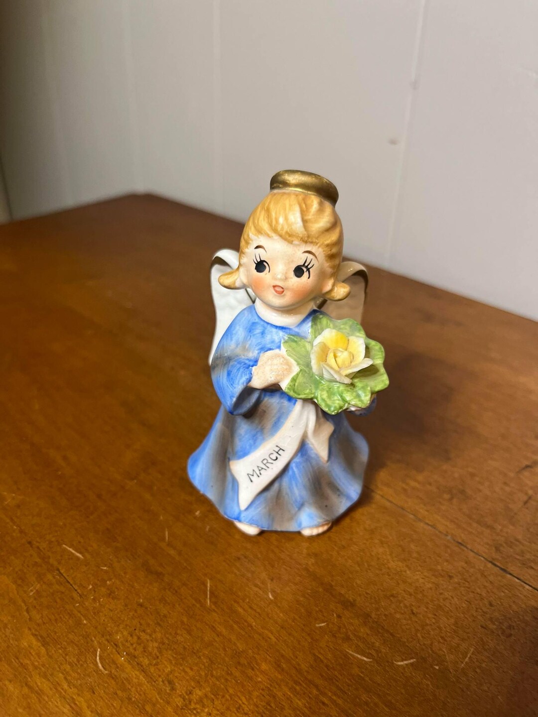 Vintage Lefton March Birthday Angel Cake Topper - MCM Ceramic Angel ...