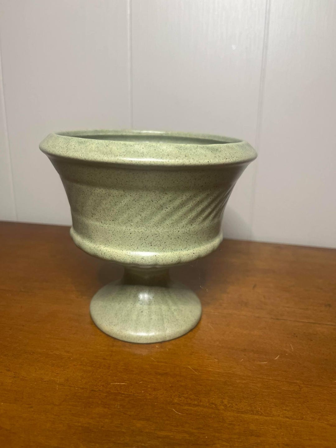 Vintage MCM Haeger Sage Green Ribbed Pedestal Planter - Retro Flower ...
