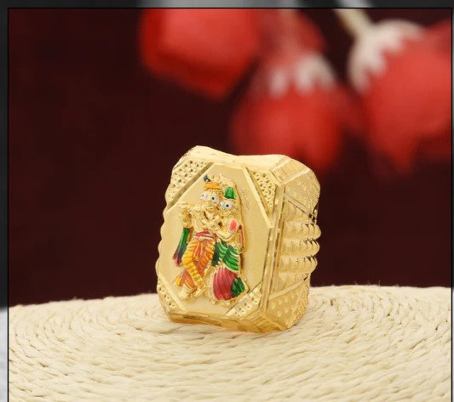 Handmade Radha Krishna 1 Gram Gold Plated Extraordinary Design Ring for ...